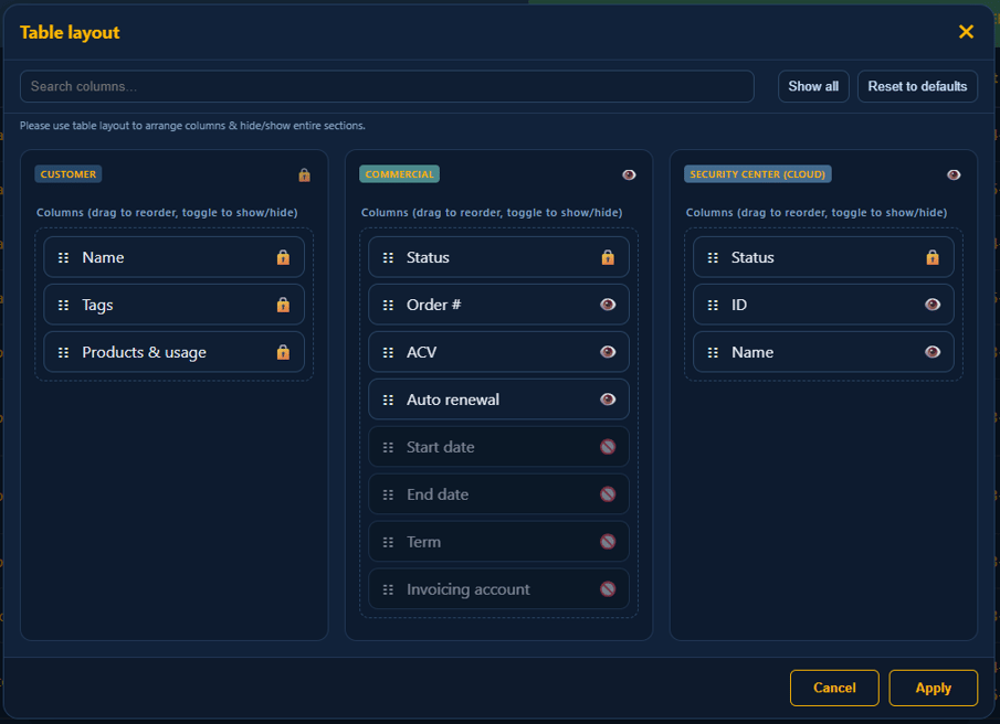Column management